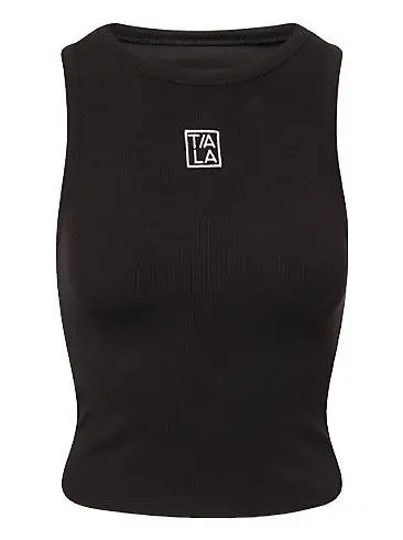 TALA 365 Ribbed Logo Racer Stretch-woven Top - Shadow Black