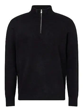 ARNE High-neck Half-zip Knitted Jumper - Black