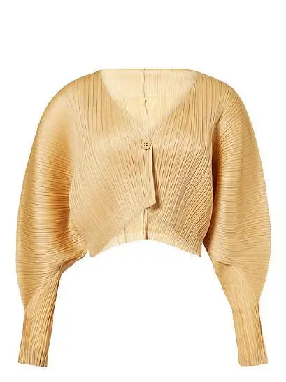 Issey Miyake Pleated Knit Cardigan - Yellow Ocher