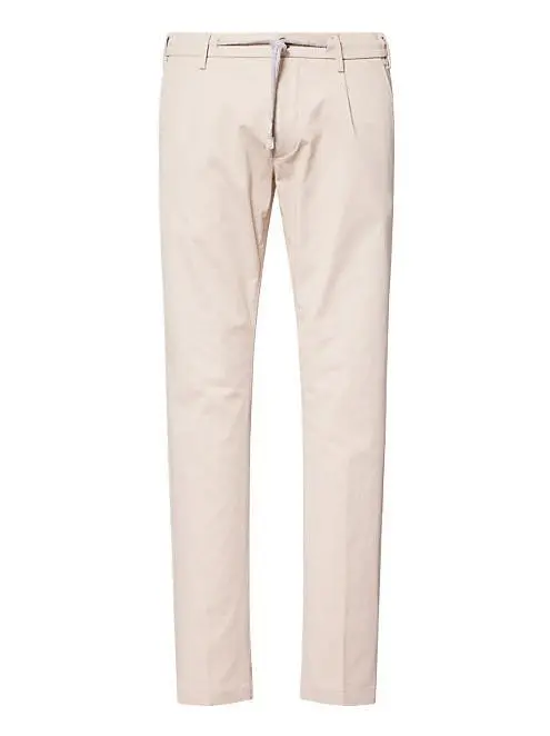 Eleventy Stretch-cotton Tapered Trousers - Sand