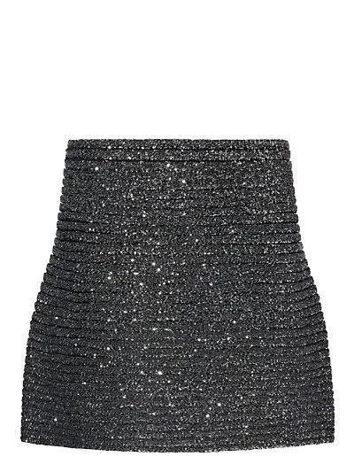Alaïa Skater Sequin-embellished Wool-blend Mini Skirt - Noir Alaia