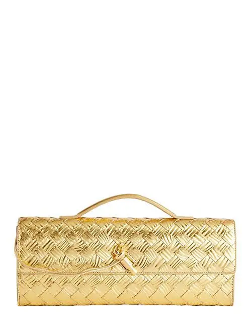 Bottega Veneta Andiamo Small Leather Clutch - Gold-gold