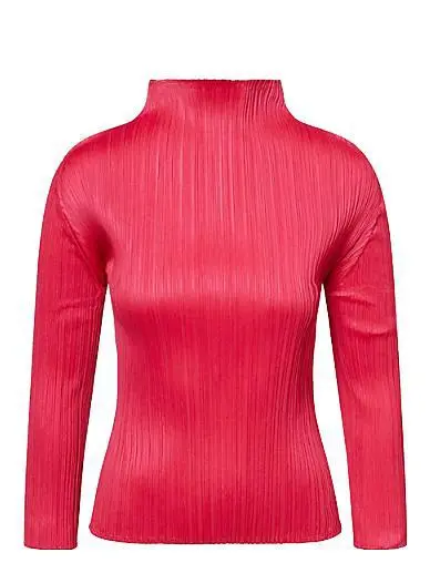 Issey Miyake Mock-neck Long-sleeve Knit Top - Carmine Red