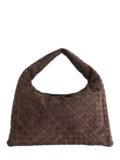 Bottega Veneta Hop Intrecciato Medium Suede Shoulder Bag - Fondant-m Brass