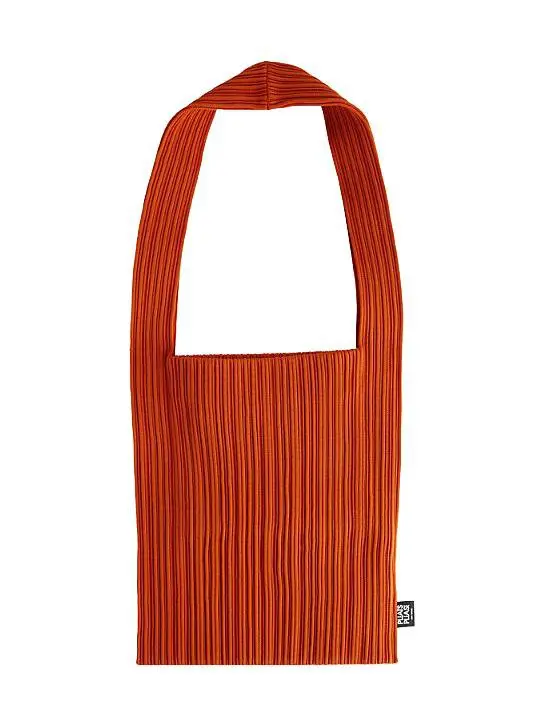 Issey Miyake Pleated Crepe Shoulder Bag - Dark Orange