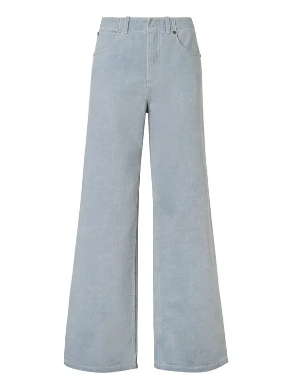 Fendi Flared Five-pocket Trousers With Embossed Detailing - Grey