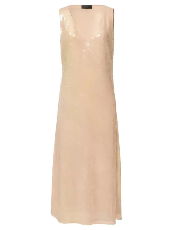 Fabiana Filippi Sequin V-neck Midi Dress - Neutrals
