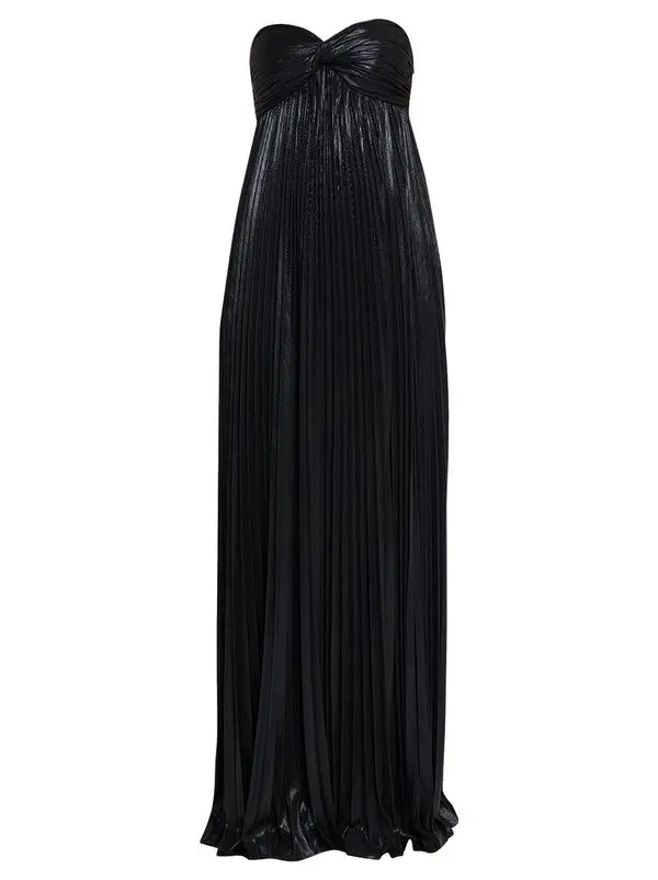 Retrofete Zoa Strapless Lamé Gown - Black