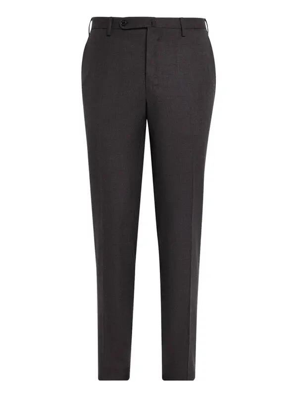 Incotex Micro-houndstooth Wool And Cashmere Trousers - Dark Brown