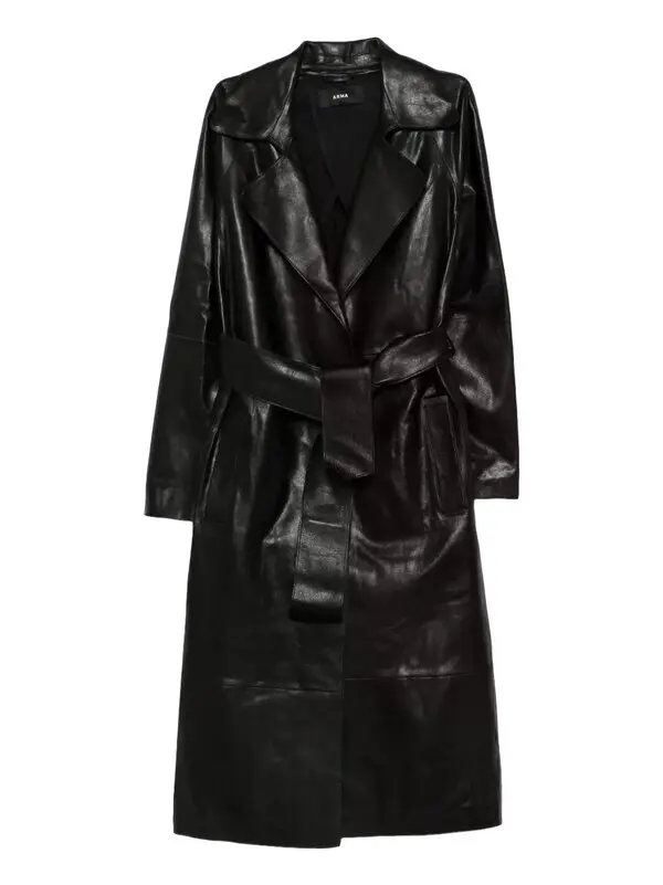ARMA Belted Lamb Leather Coat - Black