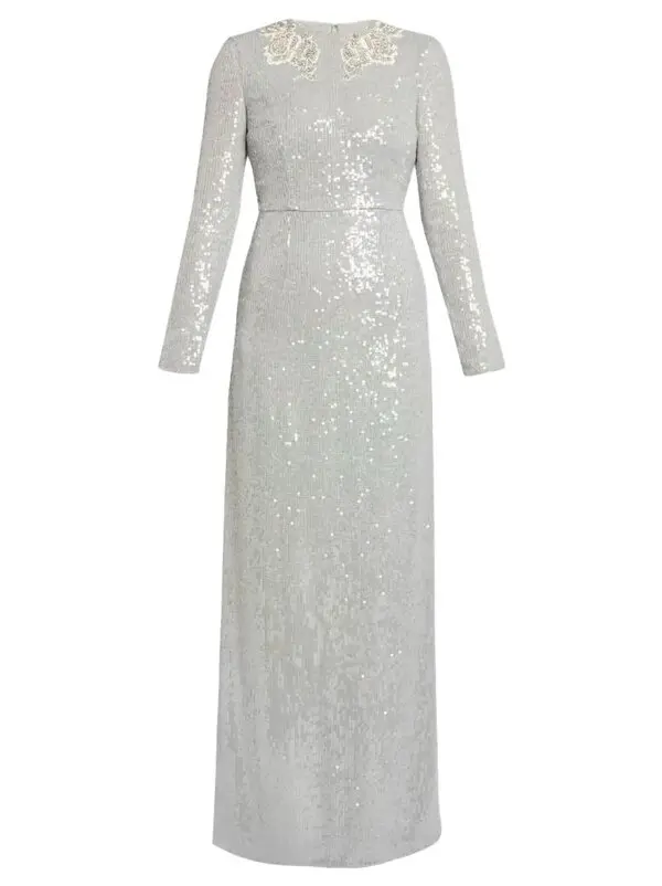 Erdem Embellished Long-sleeve Maxi Dress - Grey