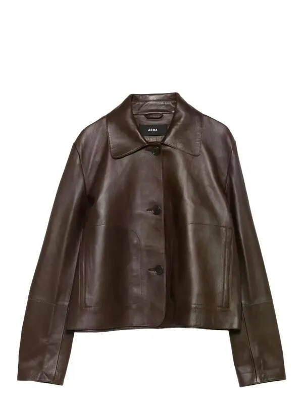 ARMA Buttoned Leather Jacket - Brown