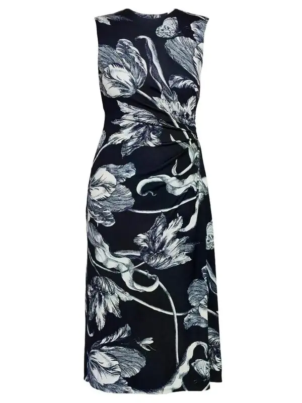 Erdem Floral-print Midi Dress - Blue