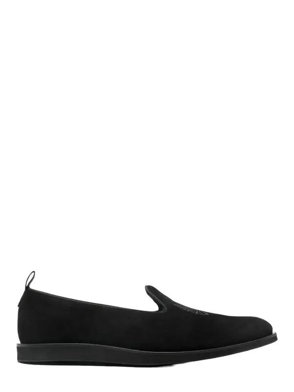 Needles Round-toe Embroidered Loafers - Black