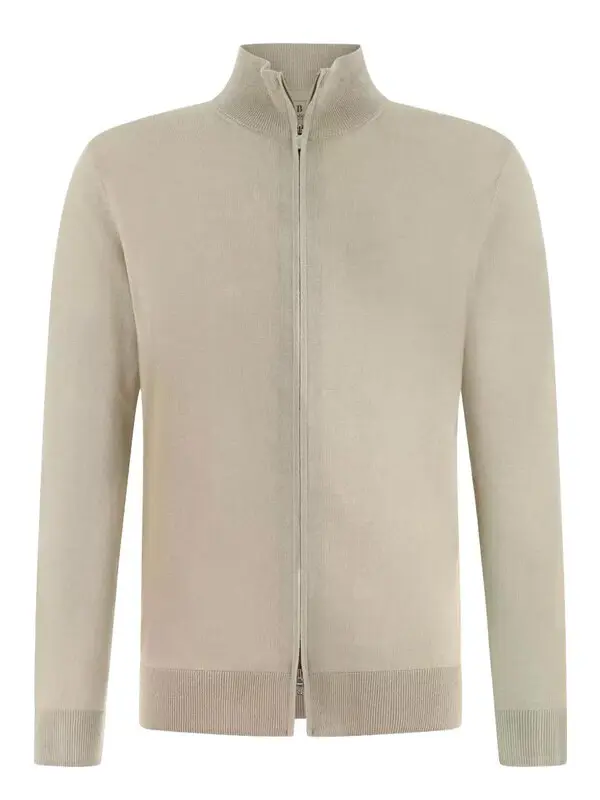 Boggi Milano Full-zip Merino Wool Jumper - Neutrals