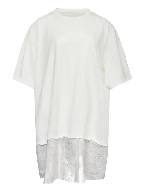 MAISON MARGIELA Striped-panel Mini T-shirt Dress - White