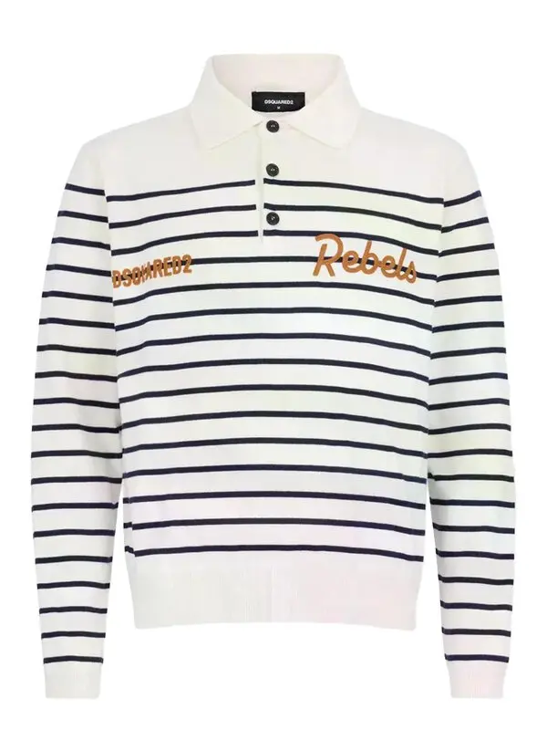 Dsquared2 Striped Long-sleeves Polo Shirt - White