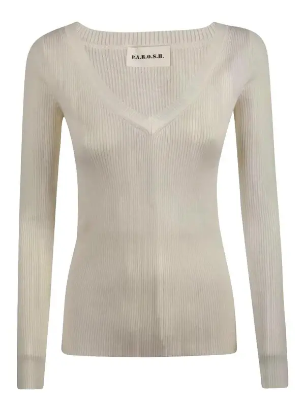 P.a.r.o.s.h V-neck Ribbed Sweater - Neutrals