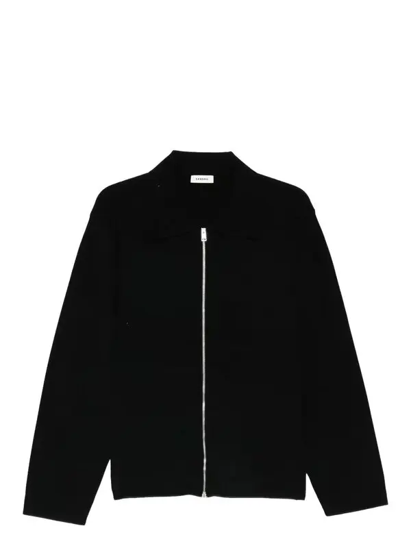 Sandro Zip-up Knit Cardigan - Black