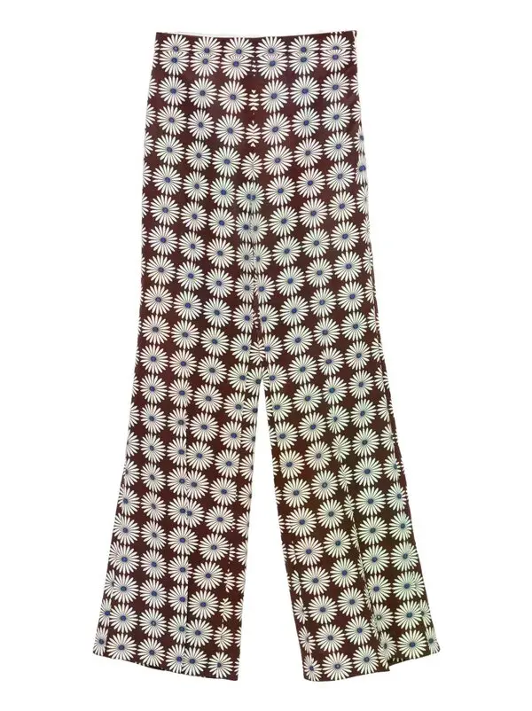 Sandro Floral Print Palazzo Pants - Brown