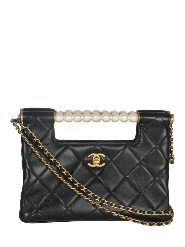 Chanel 25p Shiny Quilted Lambskin Shopping Bag - Black