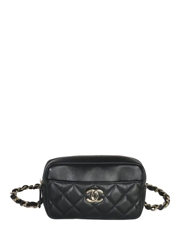 Chanel Quilted Lambskin Front Pocket Belt Bag - Black