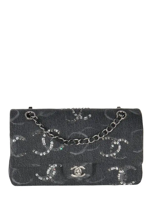 Chanel Denim Sequin Cc Classic Flap Bag - Black