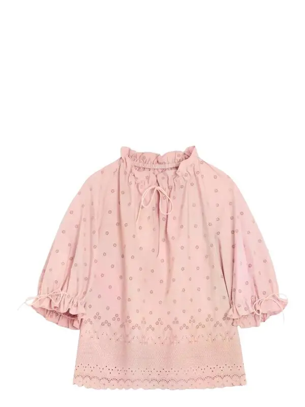 Valentino Garavani Puffed-sleeve Ruffle Blouse - Pink
