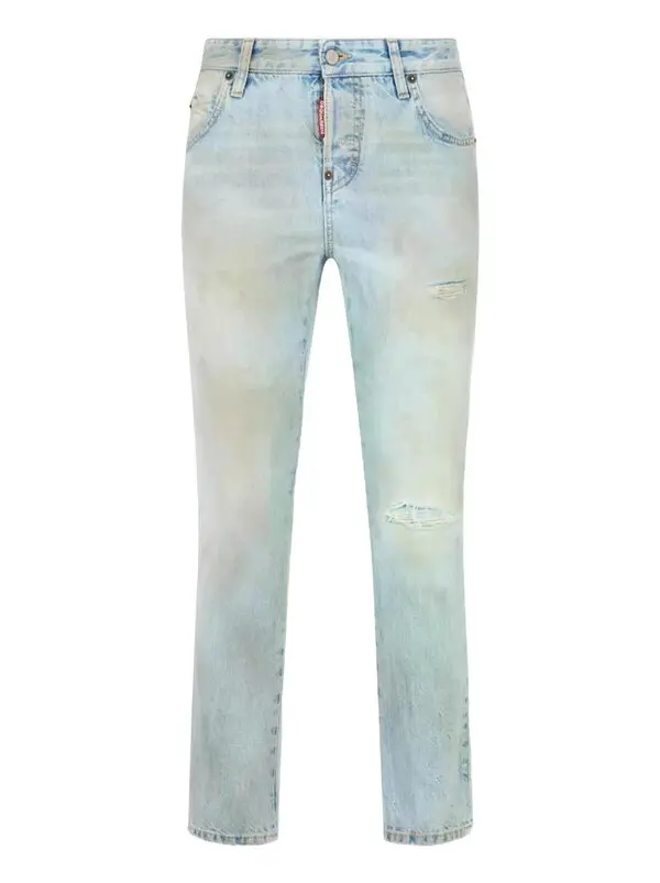 Dsquared2 Light Wash Distressed Trousers - Blue