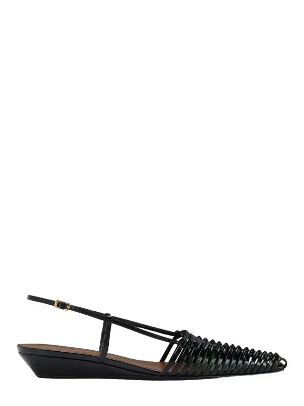 GIUSEPPE ZANOTTI Jane Ballerina Braided Leather Pumps - Black