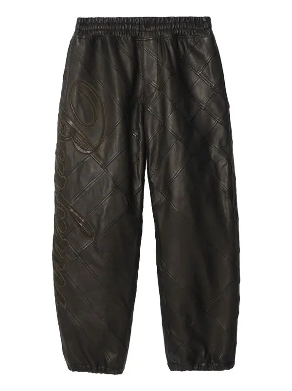 Burberry Cursive Logo Leather Trousers - Black
