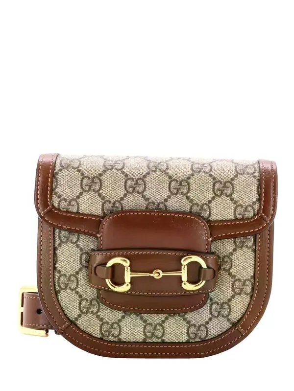 Gucci Horsebit 1955 Gg Coated Canvas With Leather Mini Belt Bag - Brown