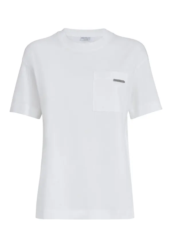 Brunello Cucinelli Cotton T-shirt With Monili Trim - White