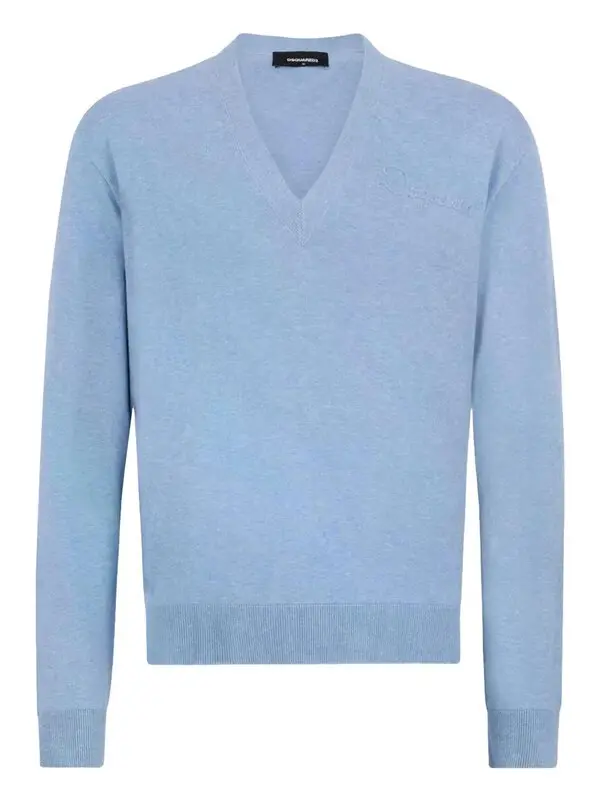 Dsquared2 V-neck Sweater With Embroidery - Blue