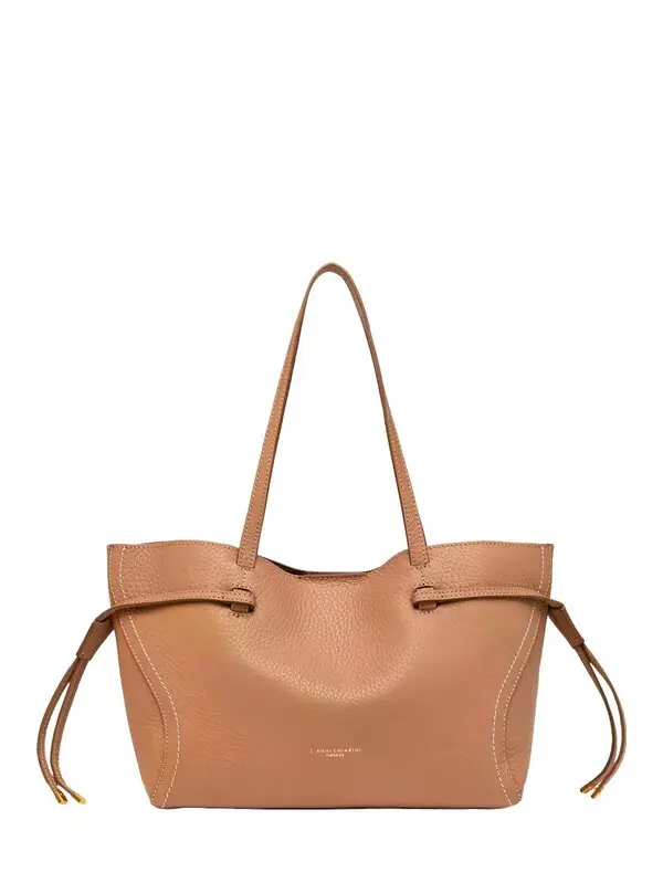 GIANNI CHIARINI Grained Tote Bag With Drawstring Detail - Neutrals