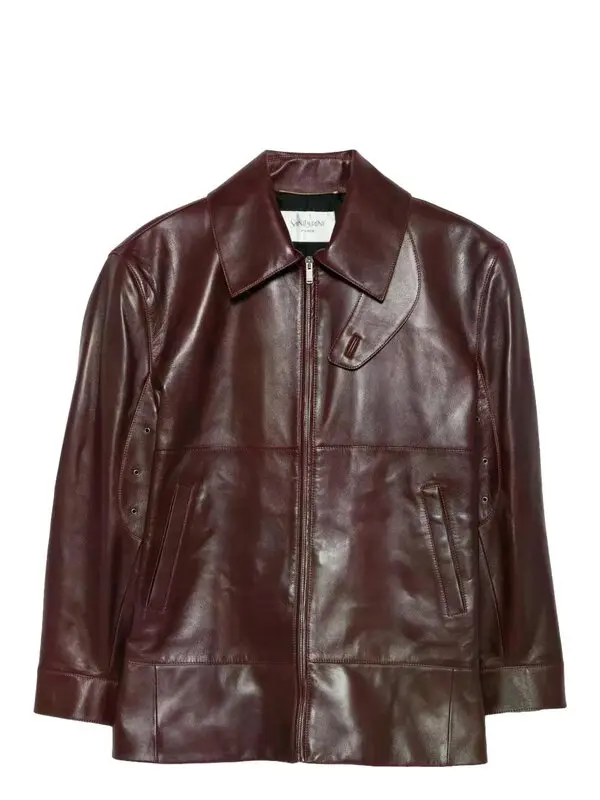Saint Laurent Zip-up Leather Coat - Red