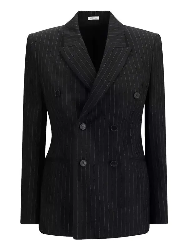 Alexander McQueen Pinstripe Double-breasted Blazer - Black