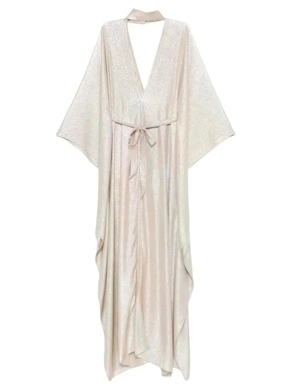 TALLER MARMO Tie-fastening V-neck Maxi Dress - Neutrals