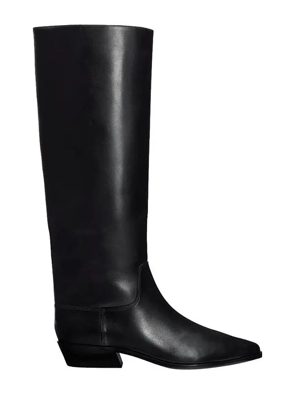 REFORMATION Dominique Knee High Boots - Black Leather