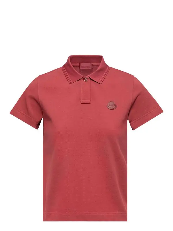 Moncler Logo Cotton Piquet Polo Shirt - Red