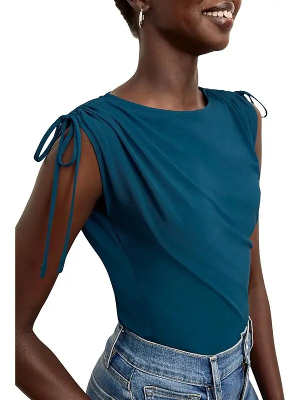 M.M.LAFLEUR Dotty Light Jersey Top - Moroccan Blue