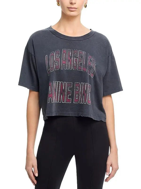 ANINE BING Johnny Cropped Tee - Washed Black