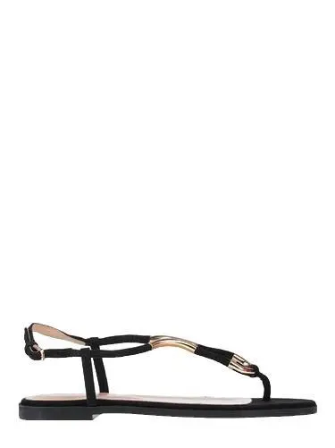 SERGIO ROSSI Thong Sandal With Metal Detailing - Black