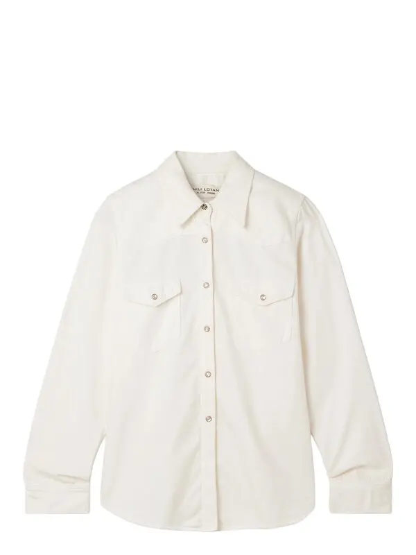 NILI LOTAN Travis Denim Shirt - Cream