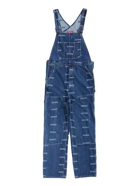 Supreme Logo Denim Overalls - Blue