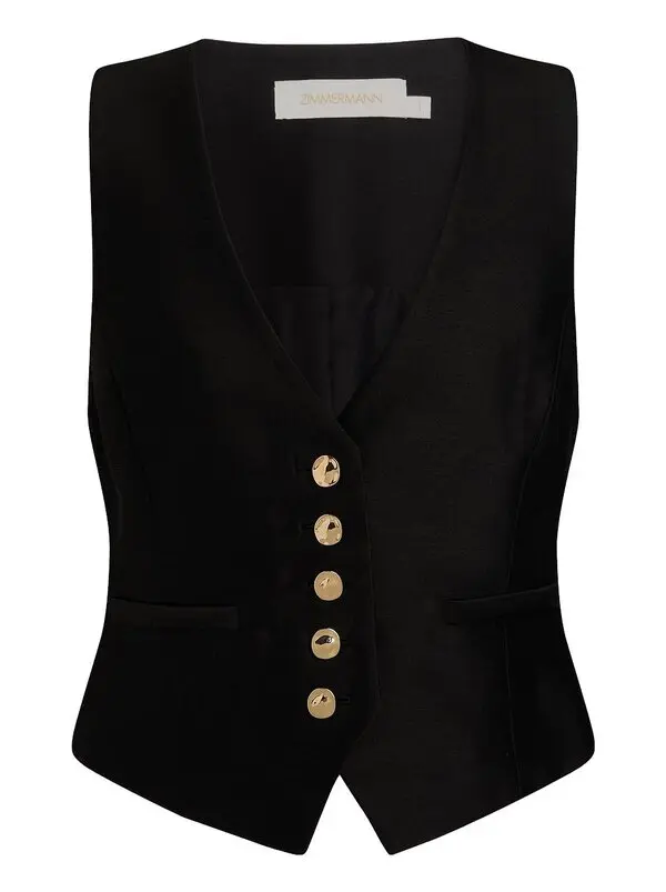 Zimmermann Wool And Silk-blend Vest - Black
