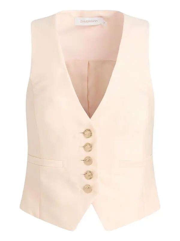 Zimmermann Wool And Silk-blend Vest - Cream