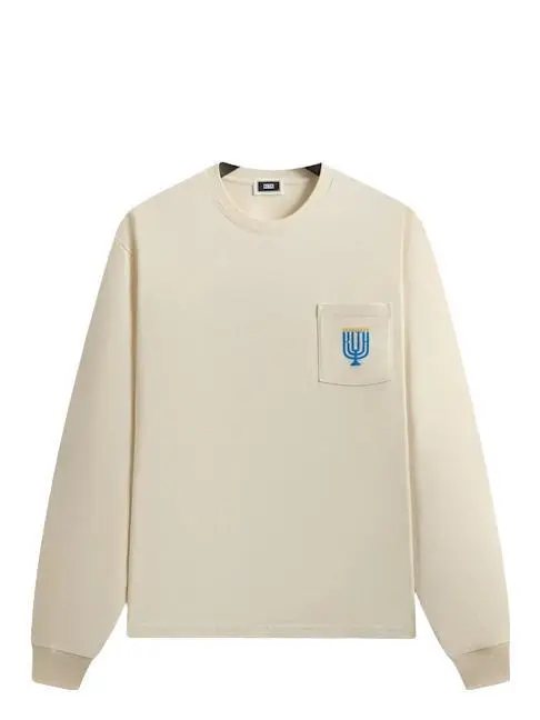 Kith Hanukkah Stained Glass Long Sleeve Pocket Tee Shirt - Sandrift