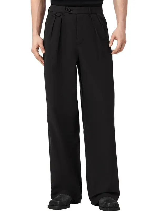 ALLSAINTS Conway Wide Leg Pleated Trousers - Black