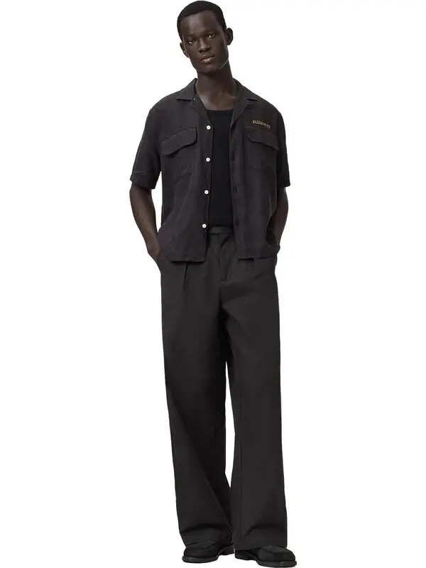 ALLSAINTS Conway Wide Leg Pleated Trousers - Black